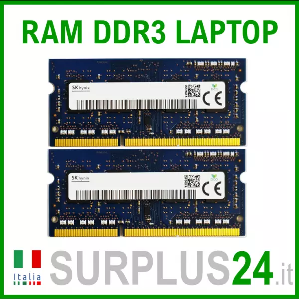 KIT RAM SK HYNIX 8Gb (2x4Gb) PC3L-12800S 1600Mhz 1,35v 204pin SODIMM No Ecc EUR 8,74 - PicClick IT
