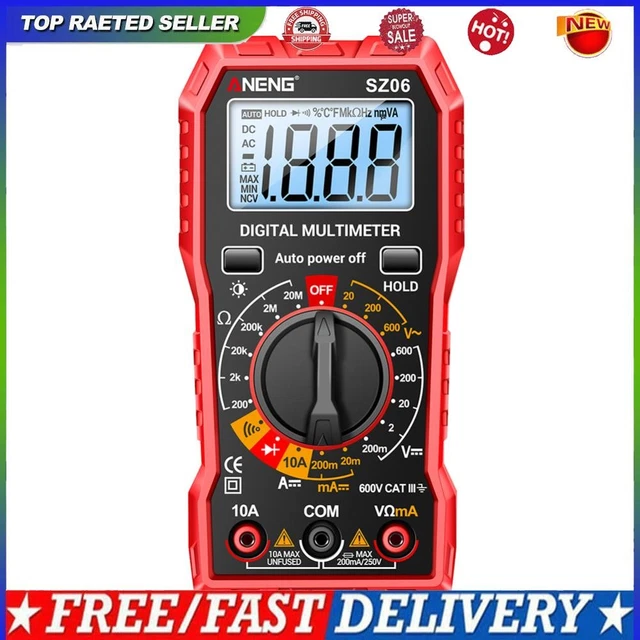 DIGITAL MULTIMETER INTELLIGENT Multimeter 2000 Counts LCD Backlit (Red ...