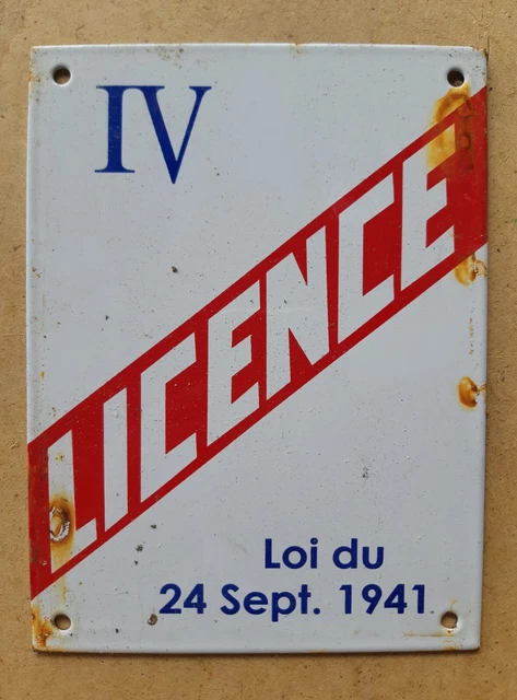 ANCIENNE PLAQUE ÉMAILLÉE Licence IV débit de BOISSONS - déco bar café brasserie EUR 92,00 ...