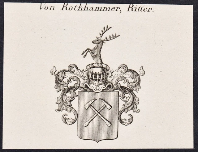 ROTHHAMMER ARMOIRIES COAT Of Arms Héraldique Genealogie Gravure sur ...