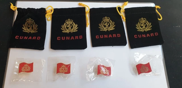 CUNARD LOYALTY/WORLD CLUB Red/Gold Label Pin Badge in Pouch £10.00 ...