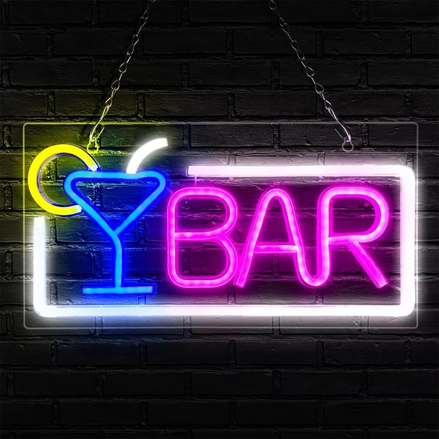 GROSS LED NEONSCHILD Bar Neon Sign USB Leuchtreklame Leuchtschild Café ...