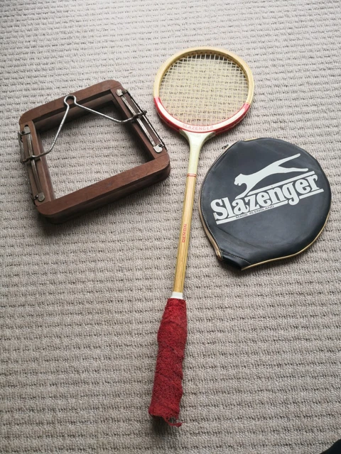 VINTAGE RETRO SLAZENGER Demon Wood Squash Racket & Press, Sport Bar ...