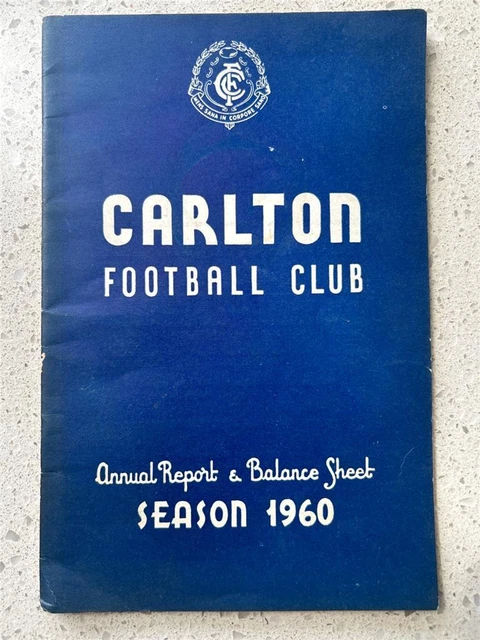 RARE 1960 CARLTON Football Club Season report VFL record Blues Ken ...