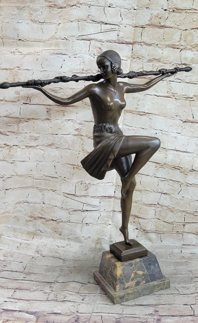GRAND 22 & Style Art Nouveau Danseuse Bronze Sculpture Statue Nu ...