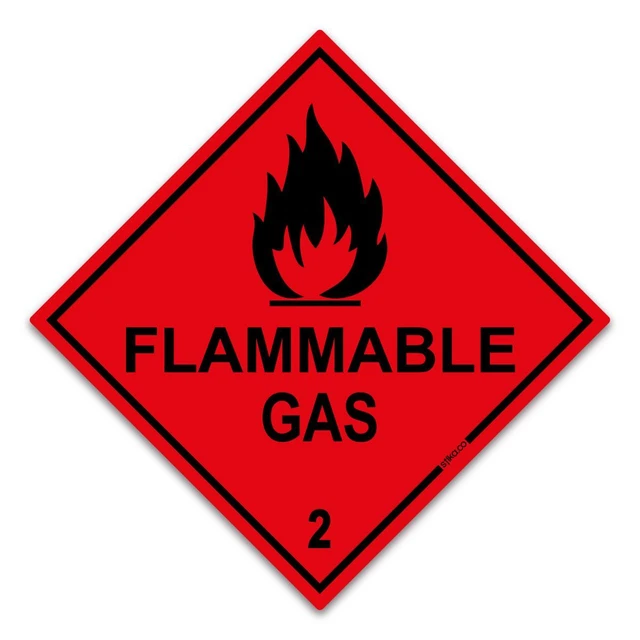 FLAMMABLE GAS 2 Sign, Vinyl Sticker, COSHH HSE Hazchem Chemical Warning ...