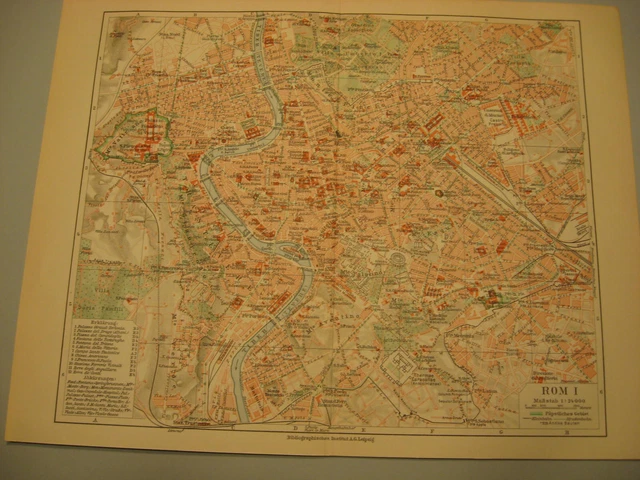 ROM UND GESCHICHTE Stadtplan von 1928 mit Straßenregister-Altes ...