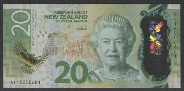 NEW ZEALAND - $20 Polymer Note - Wheeler - AF16 000681 $132.00 ...