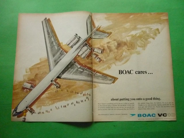 BOAC AIRWAYS BRITISH VC10 1960 Publicité'Vintage Boac Cares EUR 19,99 ...