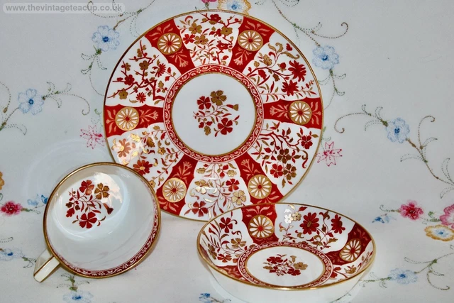 RARE ANTIQUE C1890 Minton China Tea Set Red Pattern Japan 4938 Trio Cup ...