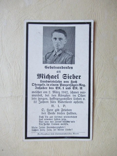 STERBEBILD WK2/OBERGEFREITER I. e. Panzerjäger-Regt./x1942 im Osten ...