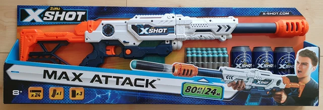 X-SHOT MAX ATTACK ZURU vs. Nerf - 24 Pfeile 3 Dosen Dartblaster Shotgun ...