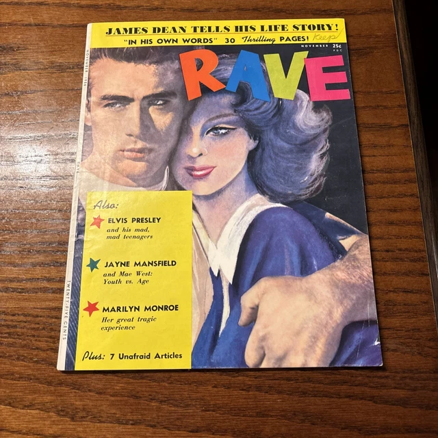 RARE RAVE MAGAZINE Nov 1956 James Dean, Elvis, Jayne Mansfield Marilyn ...
