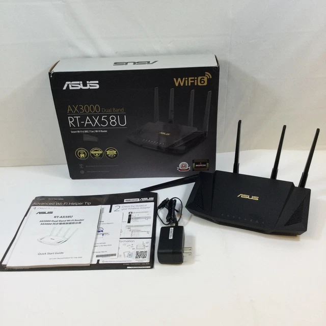 ASUS RT-AX58U BLACK AX3000 Dual Band 3000 Mbps Smart Wi-Fi Wireless ...