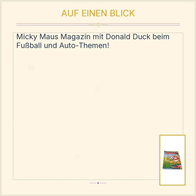 MICKY MAUS MAGAZIN Deutsch Donald Duck Fußball Comic Walt Disney Rätsel ...