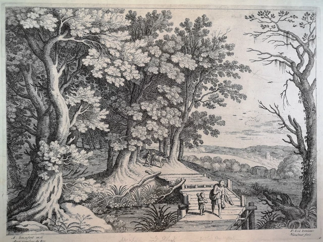 KUPFERSTICH VON 1605. Die Landschaft mit Abraham und Isaac auf der Brücke. Wille EUR 145,00 ...