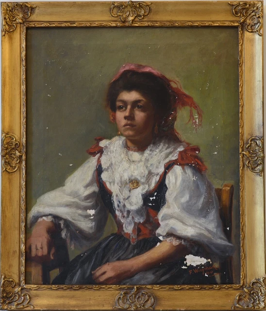 ANTIQUE EARLY 20TH Century 1910 Portrait Of A Lady Oil On Canvas Painting £225.00 - PicClick UK