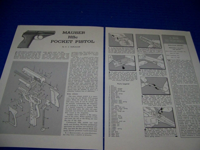 PISTOLA TASCABILE MAUSER Hsc...takedown/Exploded View/Legend...(787Dd ...