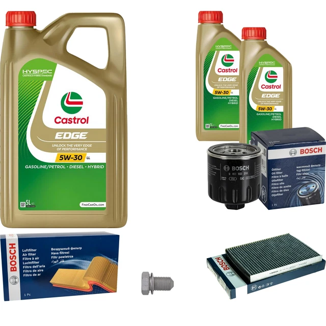 BOSCH INSPECTION SET 7 L castrol edge 5W-30 Ll pour VW Caddy II Boîtier ...