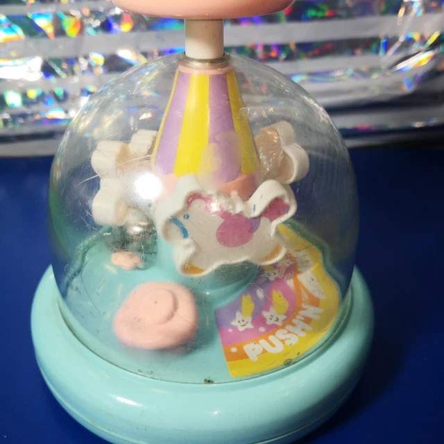 VINTAGE TOMY PUSH & Merry Go Round Moving Hobby Horses Carousel Bells ...