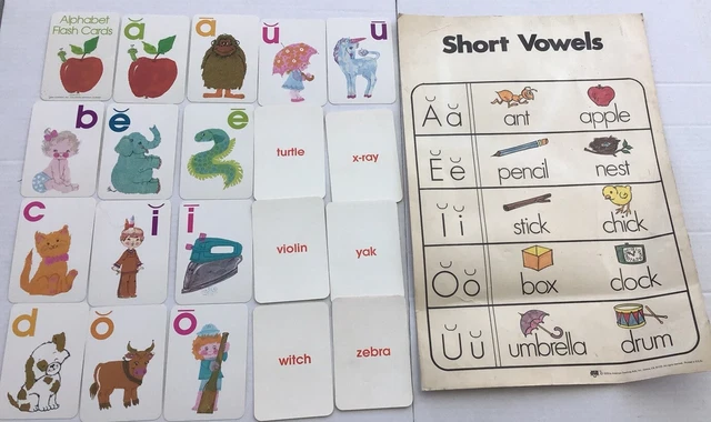 SHORT VOWEL POSTER & Alphabet Flash Cards $12.00 - PicClick