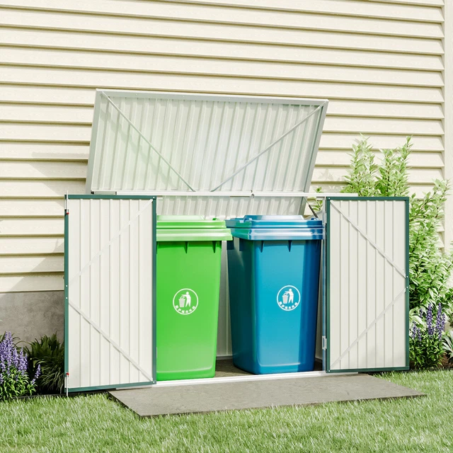 WHEELIE BIN STORAGE Shed Waste Dustbin Box Galvanized Metal Garden Bike House UK £189.95 ...