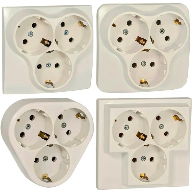 3-WAY FLUSH-MOUNTED EARTHING sockets shield contact socket standard ...