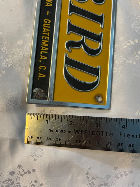 VINTAGE BLUE BIRD School Bus Emblem Sign Plaque Metal Embossed 15” x 3. ...