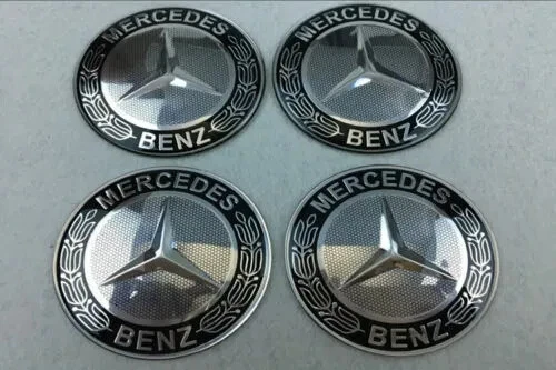 4 LOGO EMBLÈME MERCEDES NOIR 65 mm STICKER caches moyeu jante, centre ...