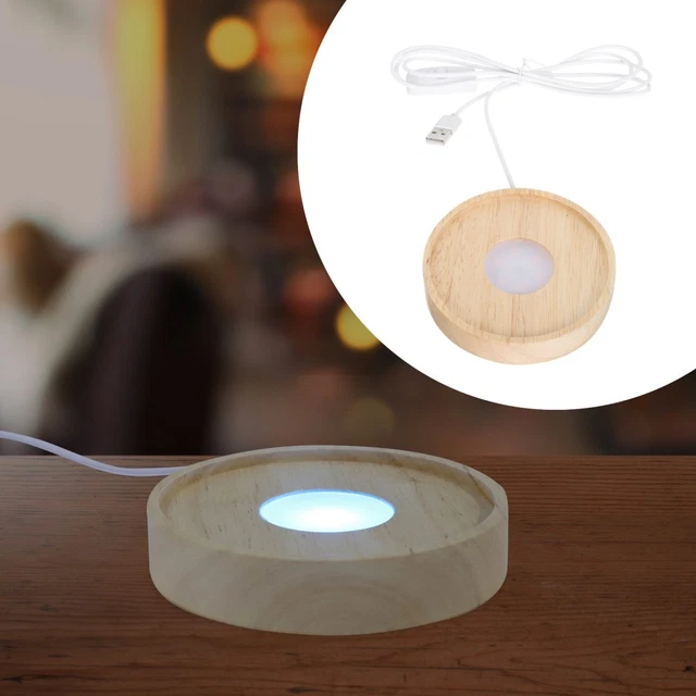 LED GLOWING LIGHT Base Wooden Luminous Pedestal Creative Crystal Ball ...