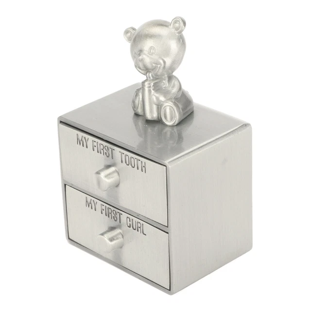 BABY FIRST TOOTH Keepsake Box Drawer Type Cartoon Bear Decor Zinc Alloy ...