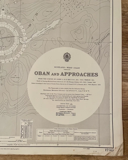 VINTAGE ADMIRALTY SEA CHART - Oban And Approaches - 1790 £18.00 ...