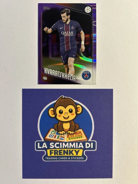 TOPPS UCC 2025 26 2026 CARD KVARATSKHELIA PSG /250 PURPLE RAIN DROPS ...