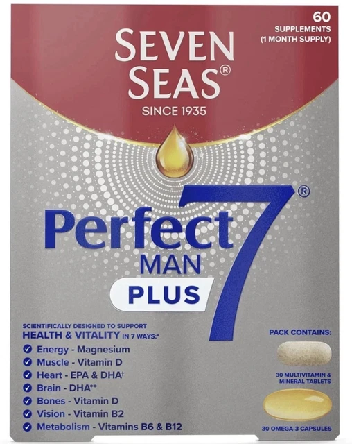 120 X SEVEN Seas Perfect7 Man + Multivitamin Duo, Best Before 30/04 ...