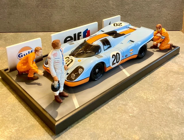 1:18 PIT STOP Diorama Gulf Porsche 917k Steve McQueen Le Mans 1970 ...