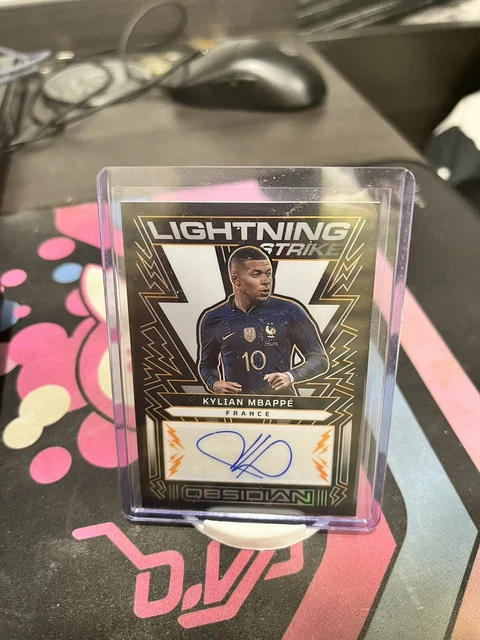 2022-23 OBSIDIAN KYLIAN MBAPPE Lightning Strike Orange Auto 28/75 FR ...