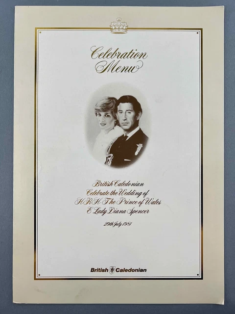 BRITISH CALEDONIAN FIRST Class Menu Prince Charles Princess Diana Royal ...