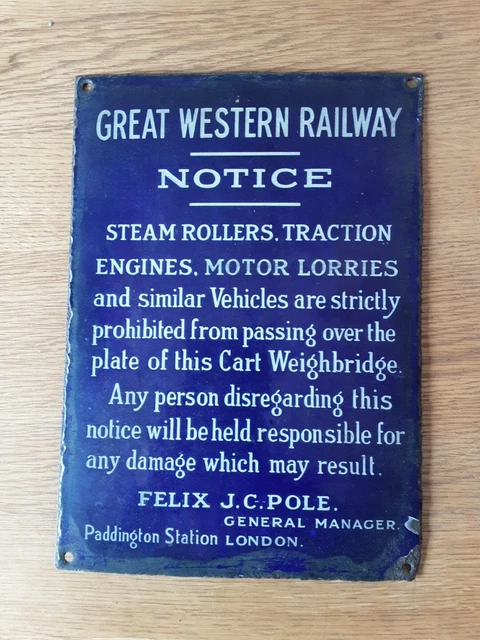 RARE AND INTERESTING 1920s GWR Enamel Railway Sign In Nice Condition ...