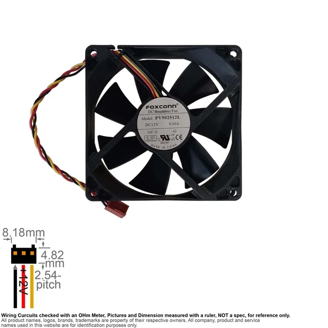 MUFFIN COOLING FAN 12VDC DC12V 92mm 92x92x25mm Foxconn PV902512L 1SF 2J -G ZP $12.20 - PicClick CA