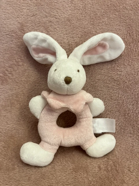 GUND BUNNY RABBIT Baby Toy Pink Ring Soft Plush Newborn Girl Gift ...