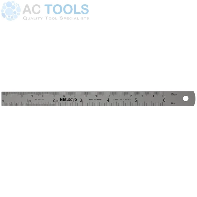 Mitutoyo Stainless Ruler 150mm Metric 6 Imperial Semi Flexible