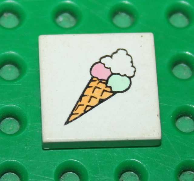 LEGO WHITE TILE 2x2 with Ice Cream Cone Pattern ref 3068bpb0016/set ...
