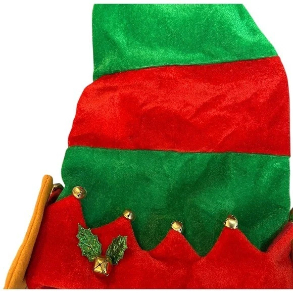 GIGGLING GETUP ELF Hat Red Green Striped Jingle Bells Adult Unisex ...