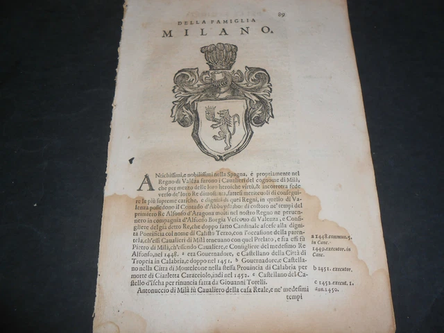 1654 71 C. De Lellis Famiglie Nobili Regno Napoli Famiglia Milano ...