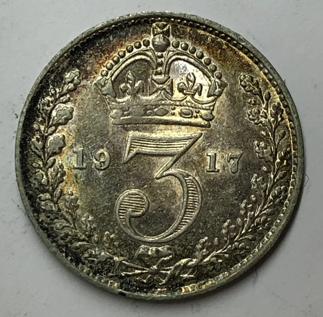 KING GEORGE V Silver Three Pence Coin 1917 £1.16 - PicClick UK