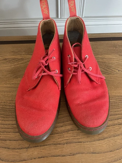DR. MARTENS RED Canvas Chukka Ankle Boots UK 5 Lace Up Round Toe £16.15 ...