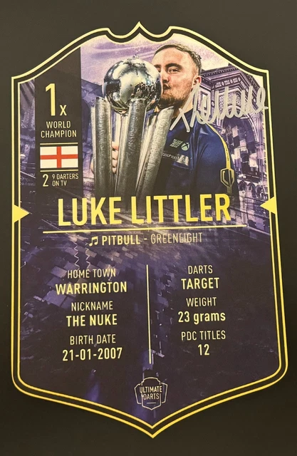 LUKE LITTLER WORLD Champion 2025 SIGNED Ultimate Darts Card Autograph £ ...