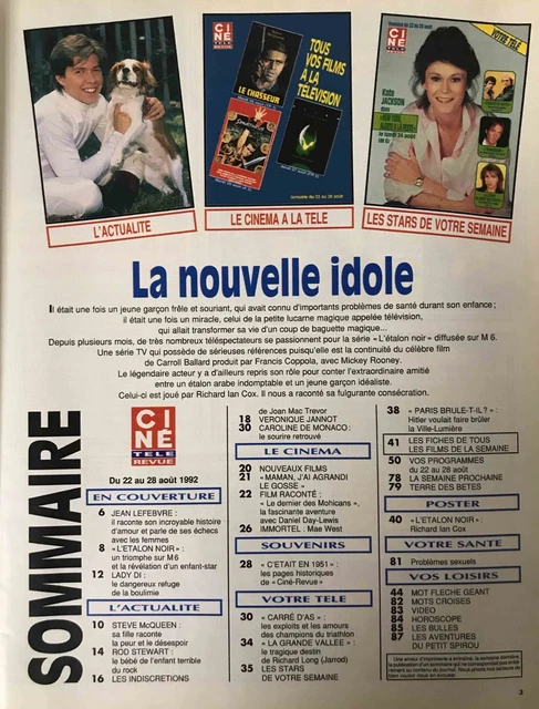 CINE REVUE 34/1992-JEAN Lefebvre-Veronique Jannot-Kate Jackson-Rod ...
