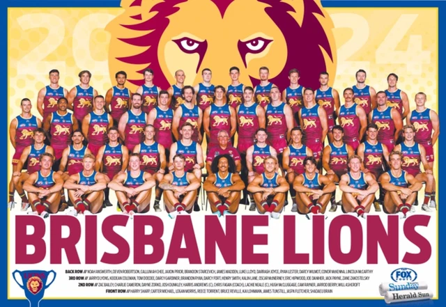 2024 BRISBANE LIONS LAMINATED AFL FOOTBALL TEAM POSTER,BARGAIN Afl ...