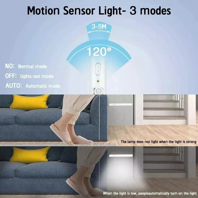 PACK OF LED Motion Sensor Light USB Rechargeable PIR Night Magnetic ...